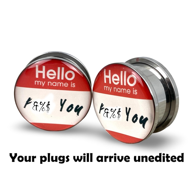 Hello My Name Is... Picture Plugs – Surgical Steel Gauges - Etsy