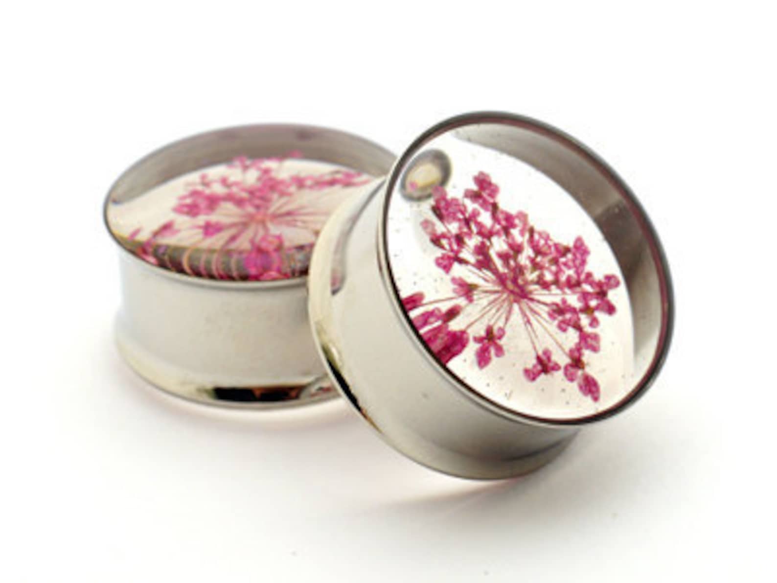 Embedded PINK Queen Anne's Lace Plugs Gauges 5/8 3/4 - Etsy