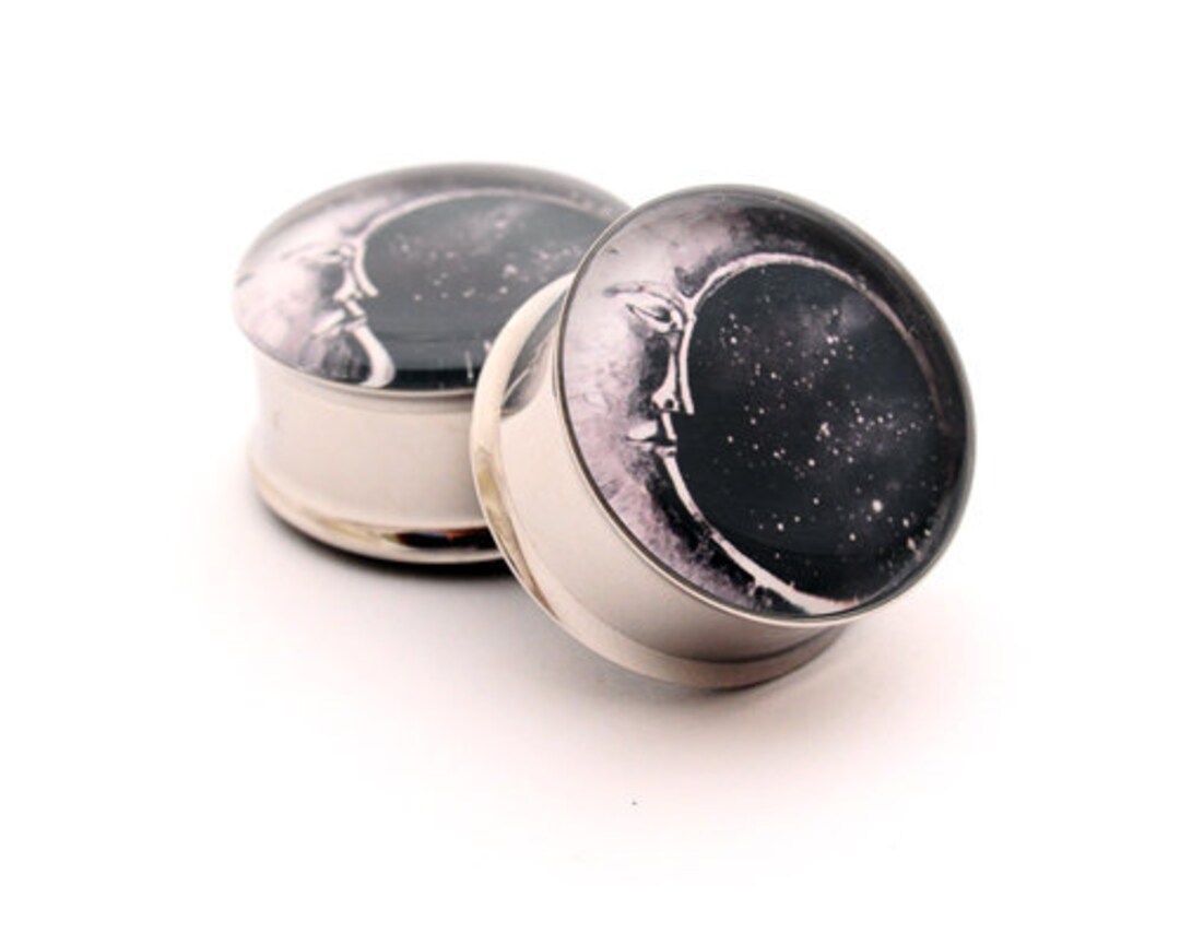 Moon STYLE 2 Picture Plugs Gauges - 16g, 14g, 12g, 10g, 8g, 6g, 4g, 2g ...