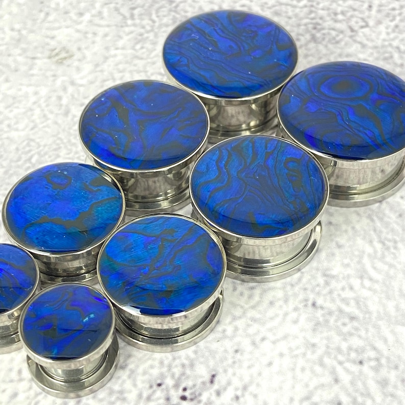Steel Blue Abalone Plugs Gauges – Handmade Pair - Etsy