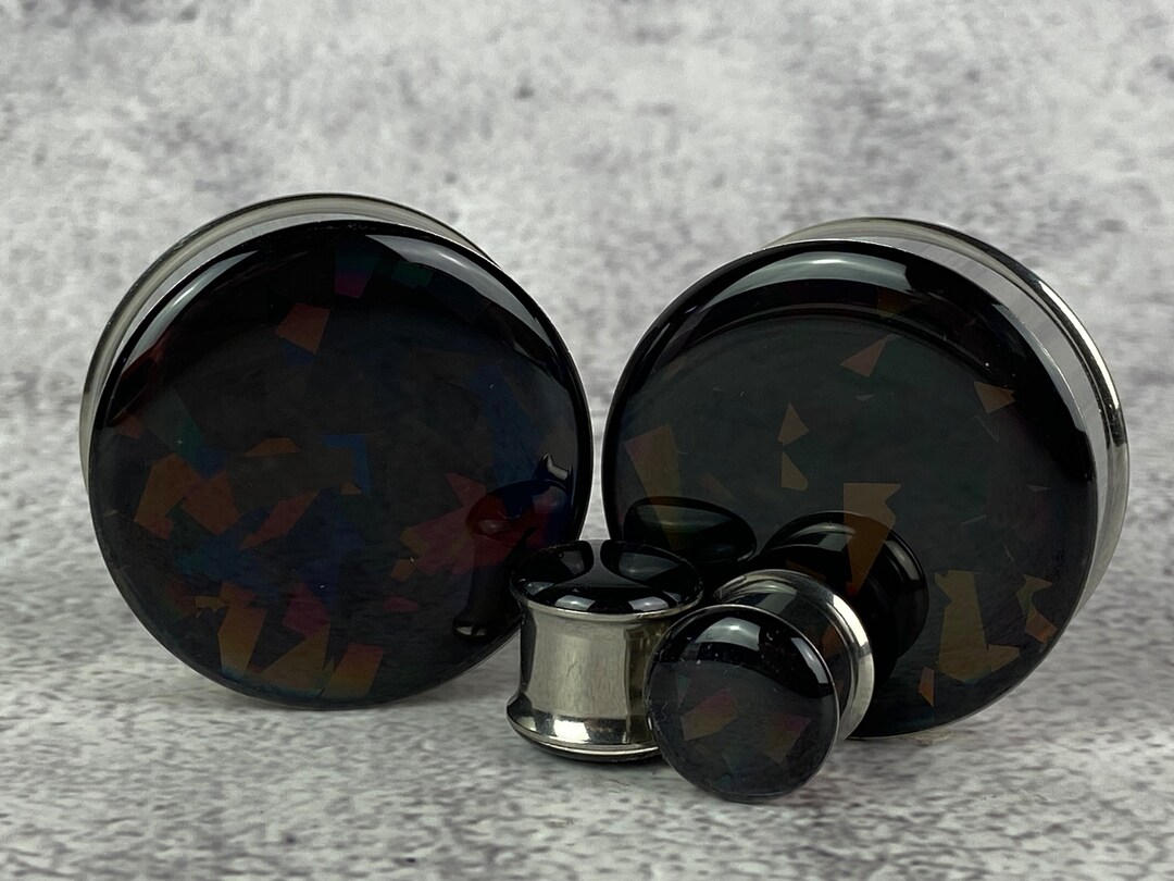 Black Prism Holographic Color Shift Double Flare Resin Plugs (MTO-071 ...