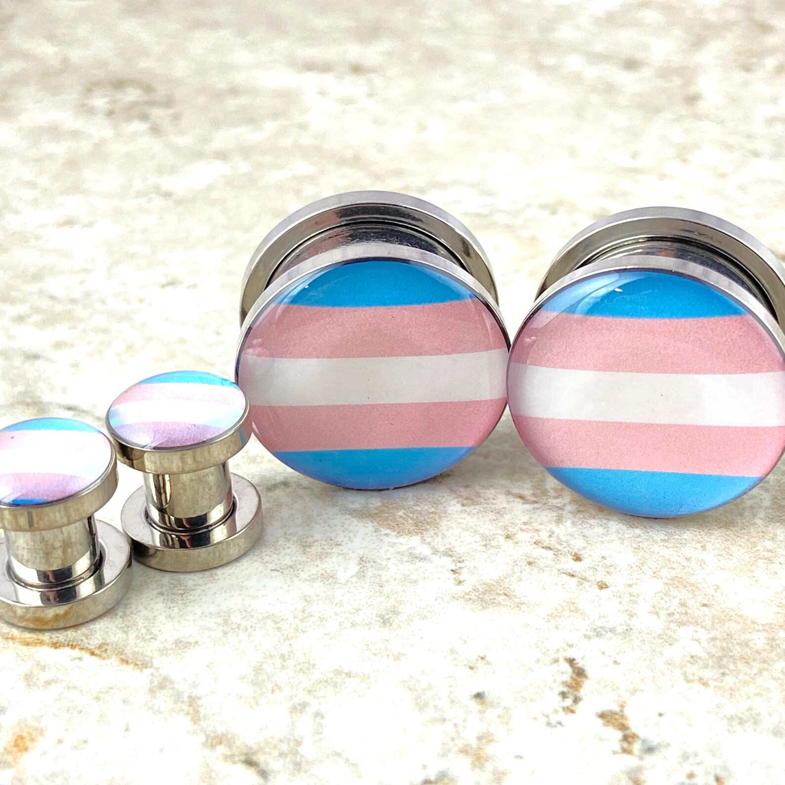 Transgender Pride Flag Picture Plugs – Surgical Steel Gauges - Etsy