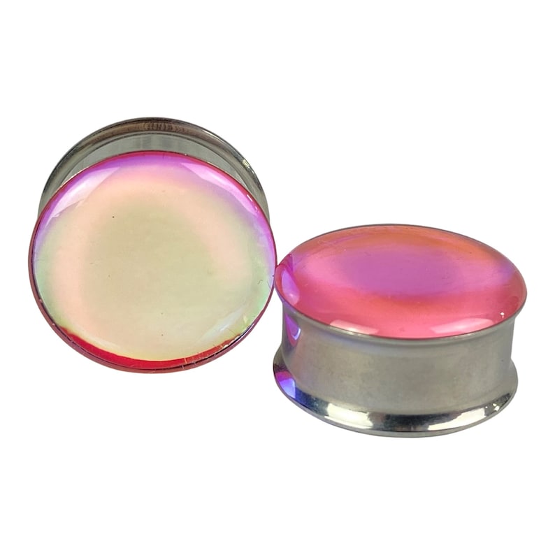 Embedded Pink/orange Opal Color Shift Double Flare Resin Plugs - Etsy