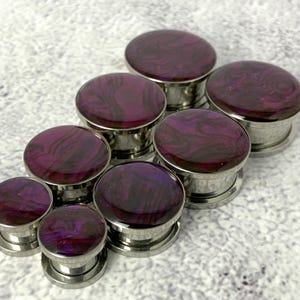 Steel Screw Purple Abalone Plugs – Handmade Gauges - Etsy