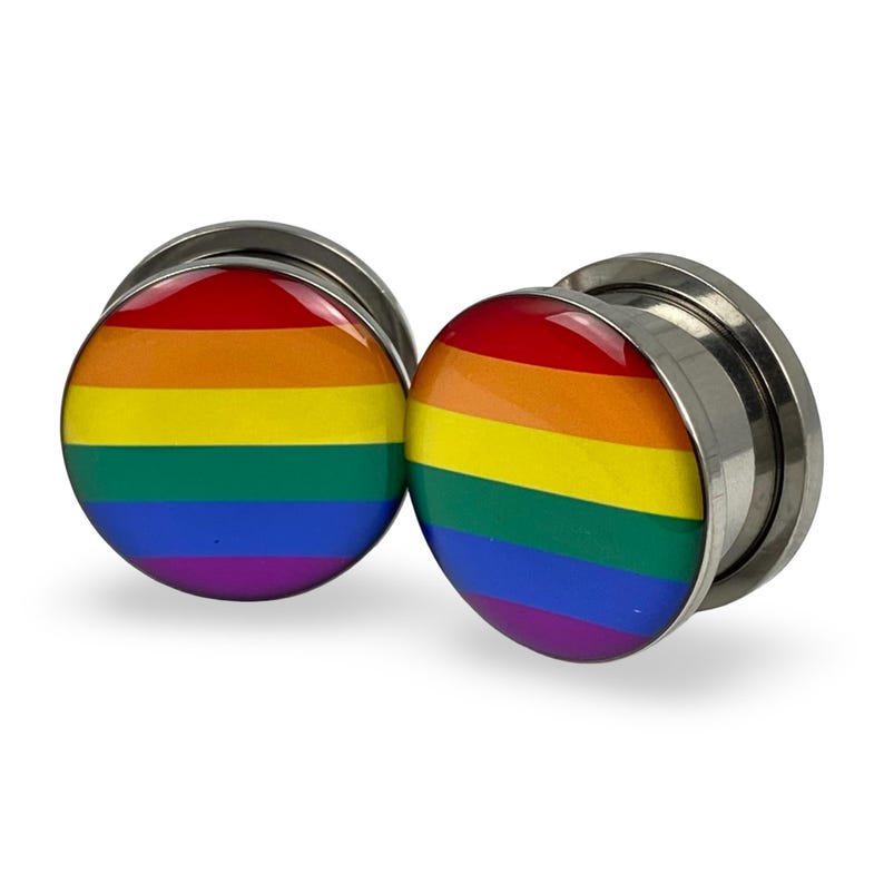 Rainbow Pride Plugs – Surgical Stainless Steel Gauges - Etsy