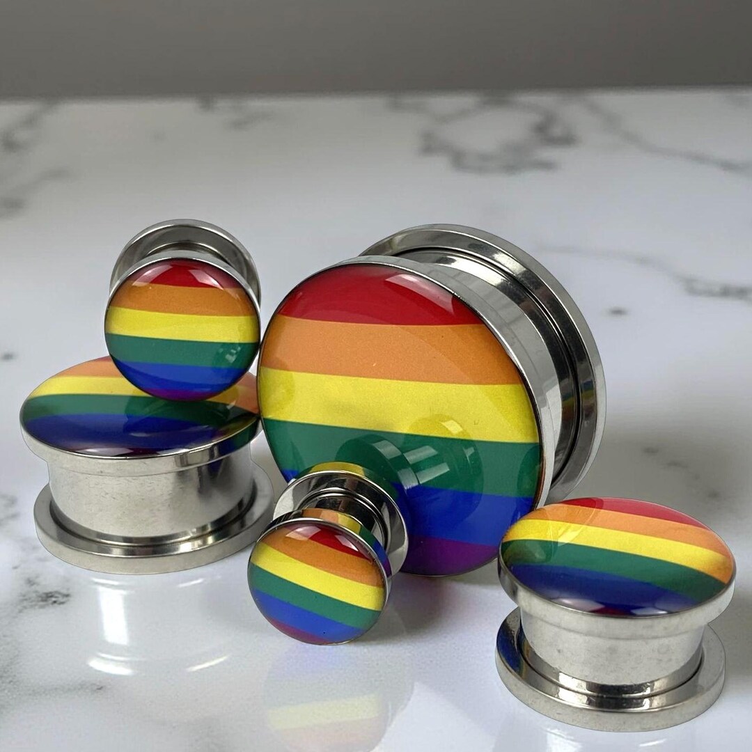 Rainbow Pride Plugs – Surgical Stainless Steel Gauges - Etsy