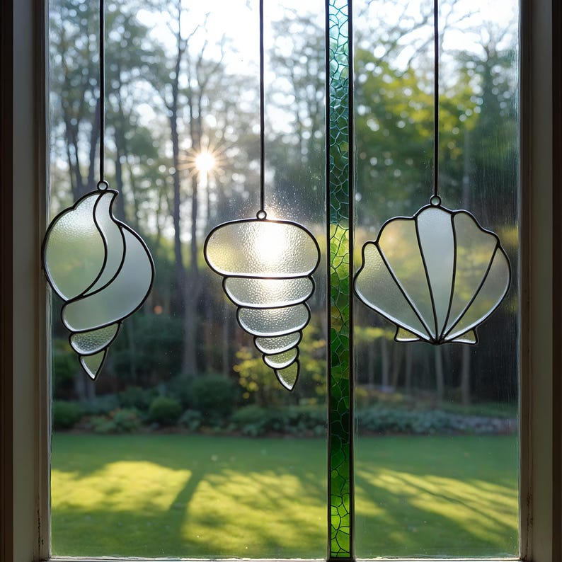 Set of 3 Seashell Stained Glass Patterns – Unique Designs – Digital ...