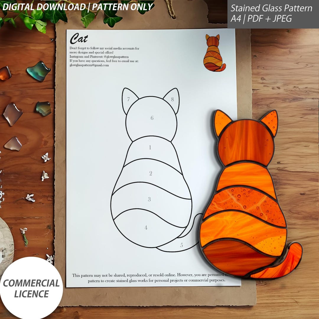 Cat Stained Glass Pattern | DIY Christmas Ornament (digital Download ...