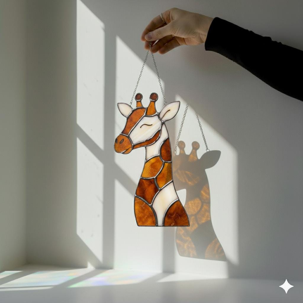 Giraffe Stained Glass Pattern | Elegant Animal Design | A4 PDF JPG ...