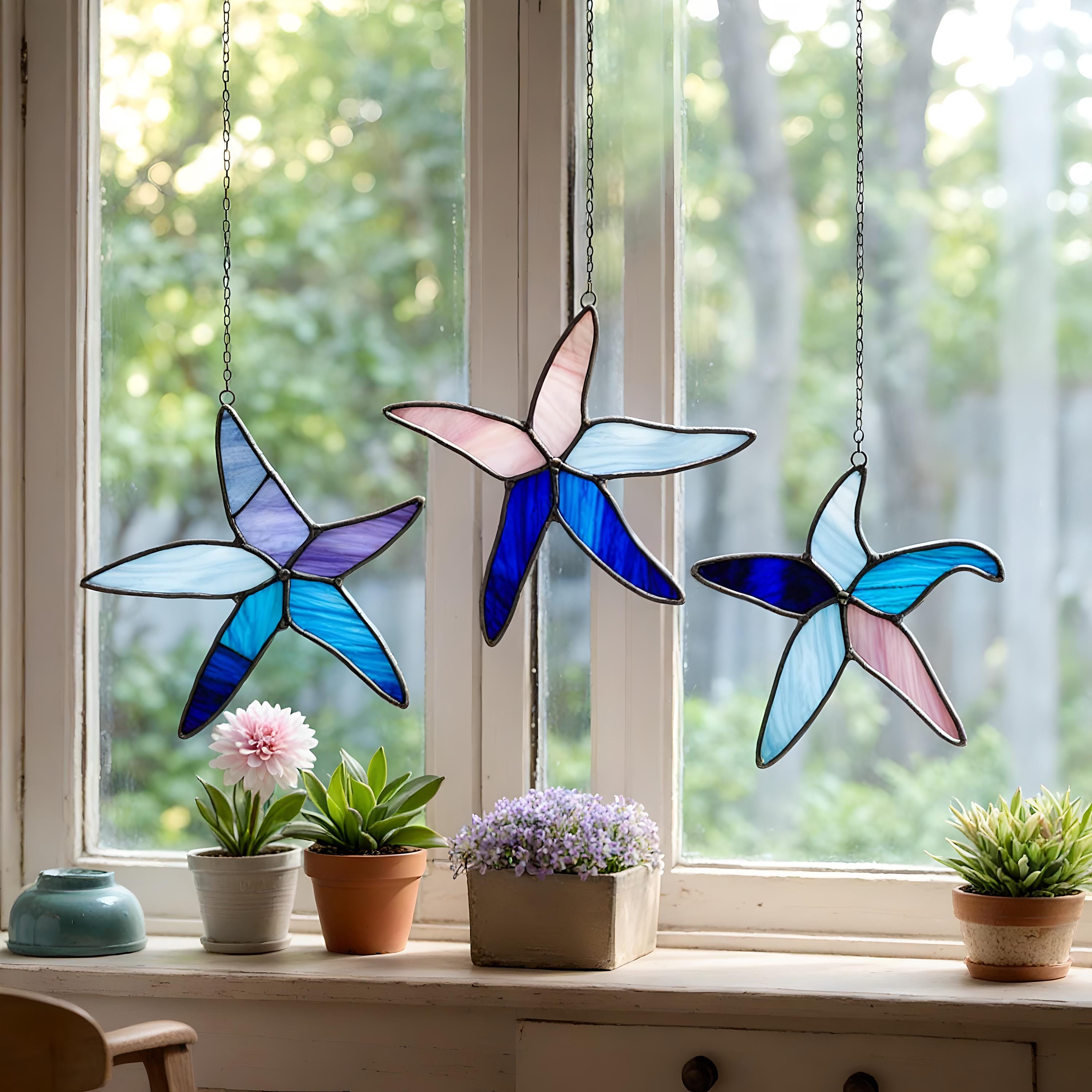Starfish Stained Glass Pattern: Modern Sun Catcher Design (digital ...