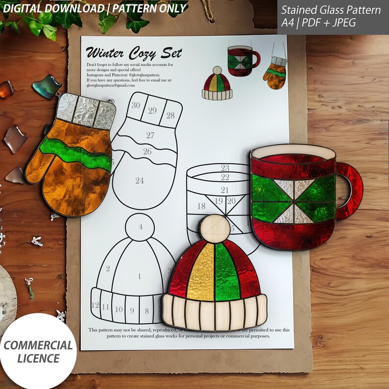 Winter Stained Glass Pattern | Cozy Ornament SVG, DIY Craft (digital ...