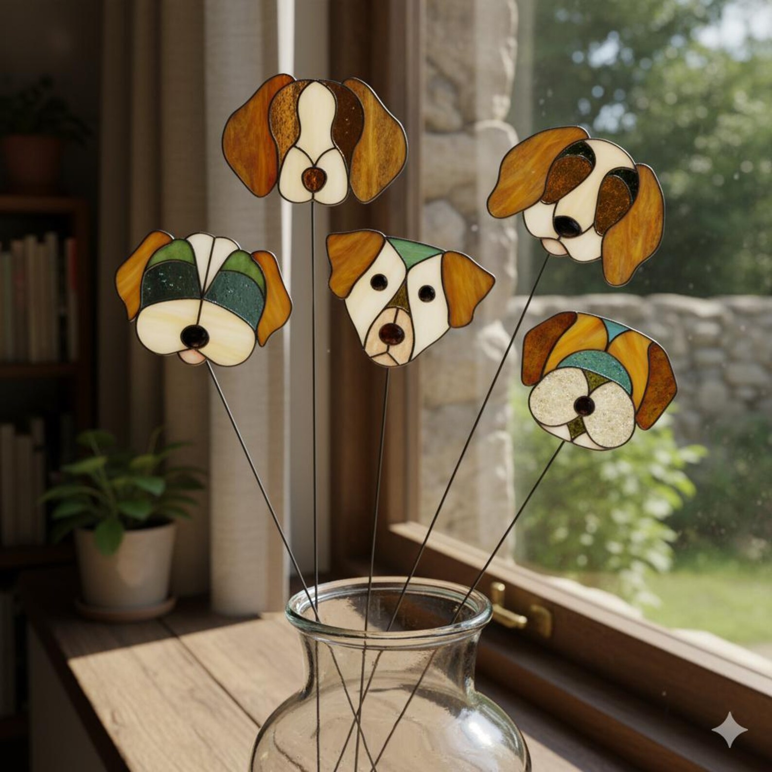 Dog Head Stained Glass Patterns 5 Unique Designs Digital Download PDF ...