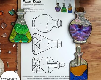 Potion Bottle Stained Glass Pattern | Magic Elixir Design | Digital ...