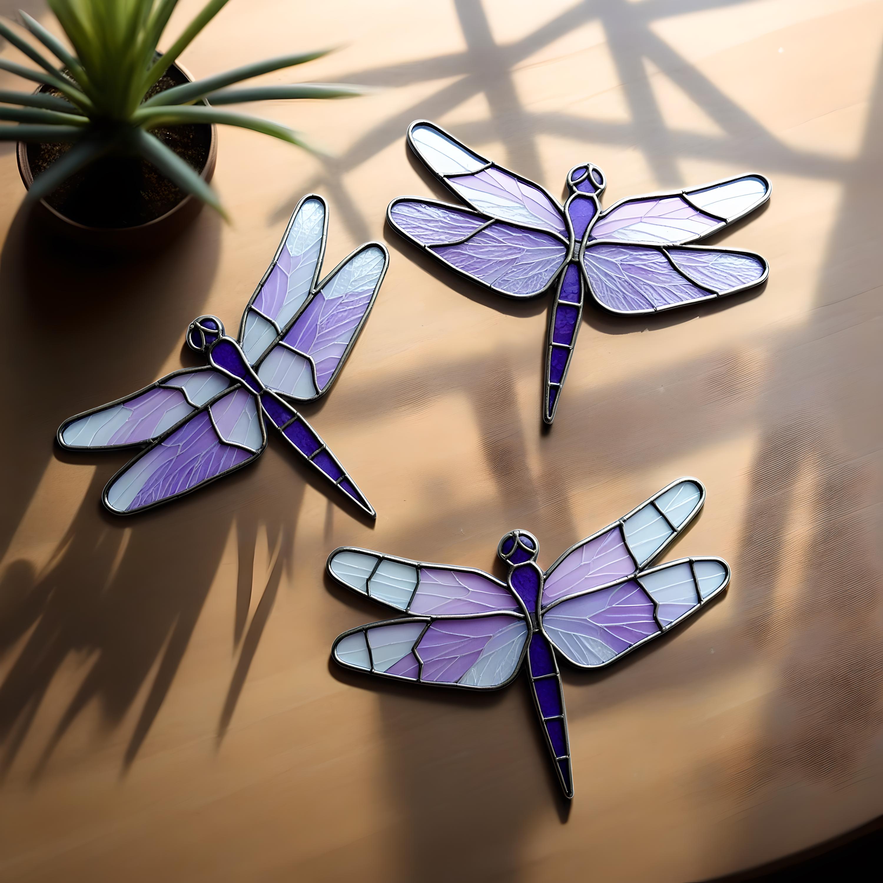 Three Dragonfly Stained Glass Patterns – Single Page PDF and JPG Format ...