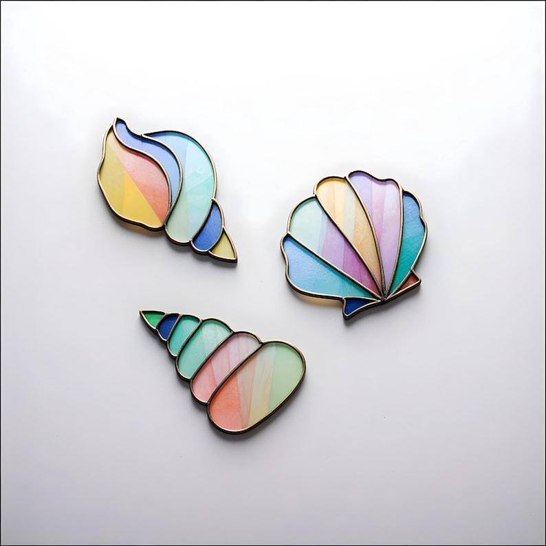 Set of 3 Seashell Stained Glass Patterns – Unique Designs – Digital ...