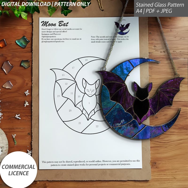 Bat Stained Glass Pattern - Etsy