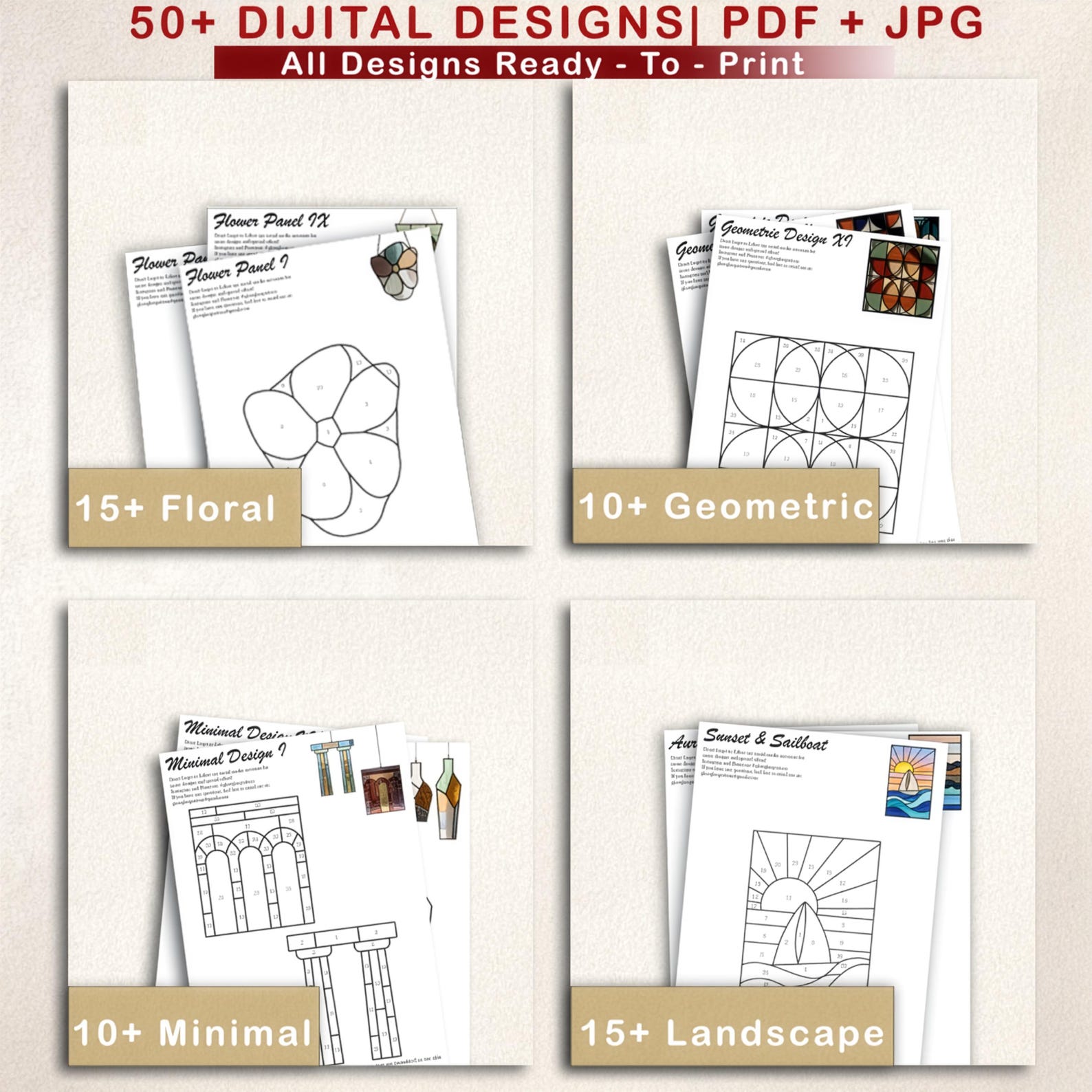 50+ Stained Glass Suncatcher Patterns Bundle - Etsy