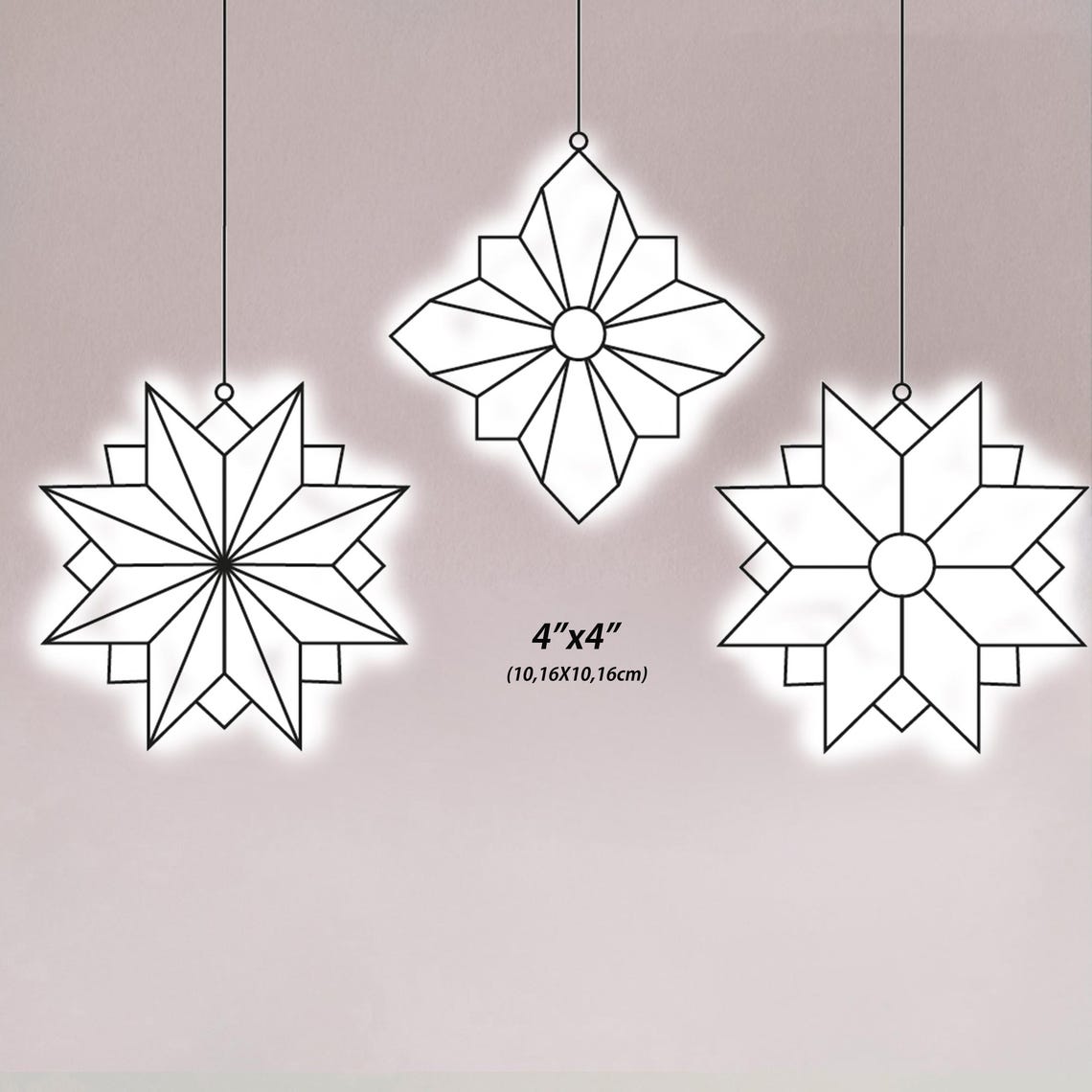 Triple Snowflake Stained Glass Pattern – 3 Designs on a Single Page ...