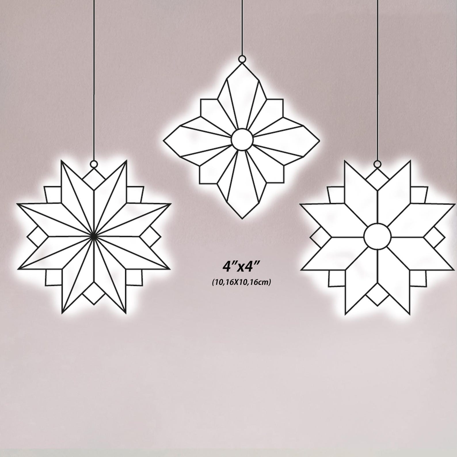 Triple Snowflake Stained Glass Pattern – 3 Designs on a Single Page ...