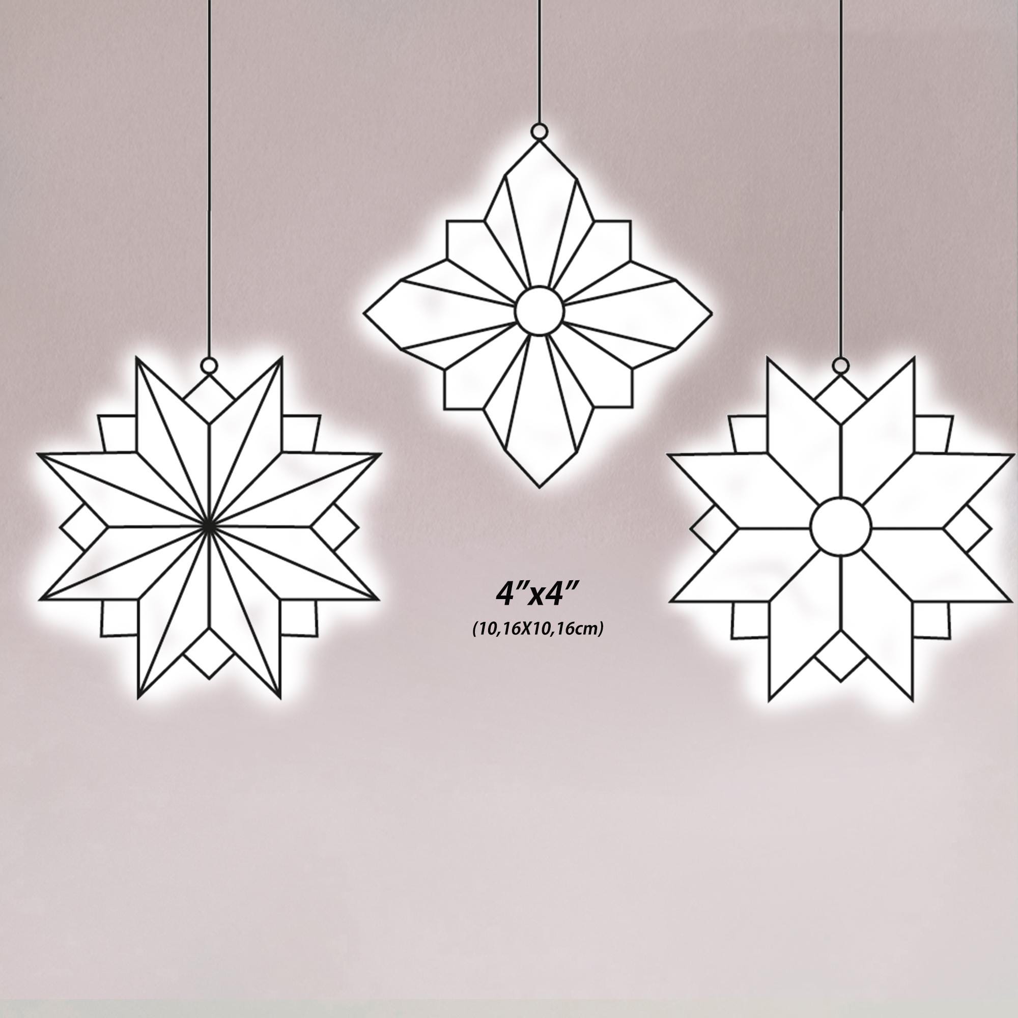 Triple Snowflake Stained Glass Pattern – 3 Designs on a Single Page ...