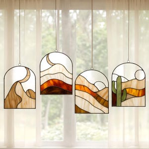 Desert Landscape Stained Glass Patterns – Set of 4 Designs – Digital ...