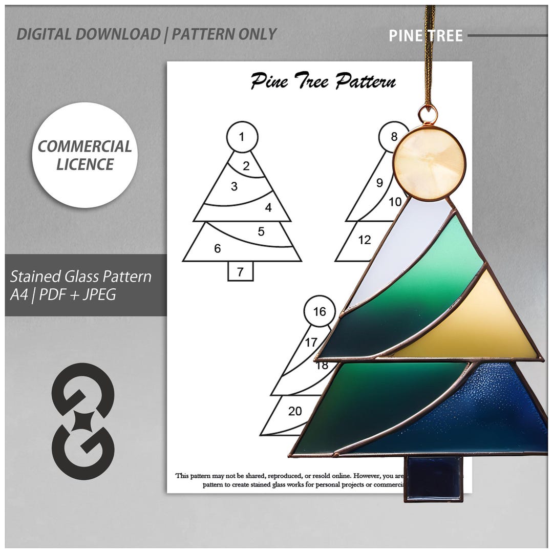 3 Christmas Tree Stained Glass Patterns – 3 Unique Designs – Digital ...