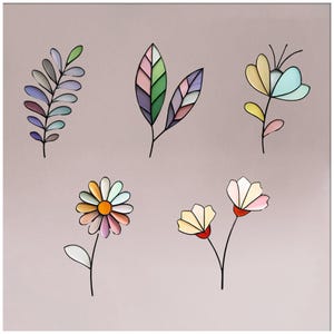 Set of 5 Flower Stained Glass Patterns II – Digital Download - Etsy