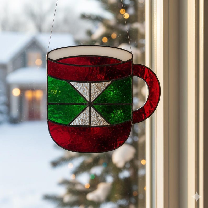 Winter Stained Glass Pattern | Cozy Ornament SVG, DIY Craft (digital ...