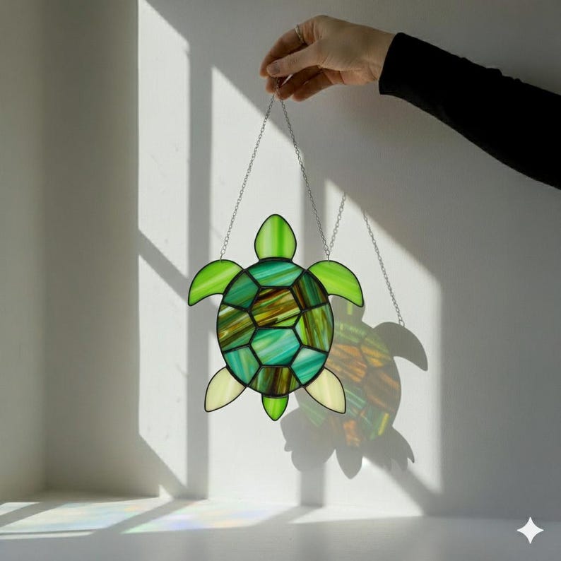 Turtle Stained Glass Pattern | DIY Ornament (PDF & JPG) - Etsy