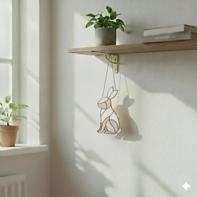Rabbit Stained Glass Pattern | Woodland Animal Art (PDF & JPG, A4 Size ...