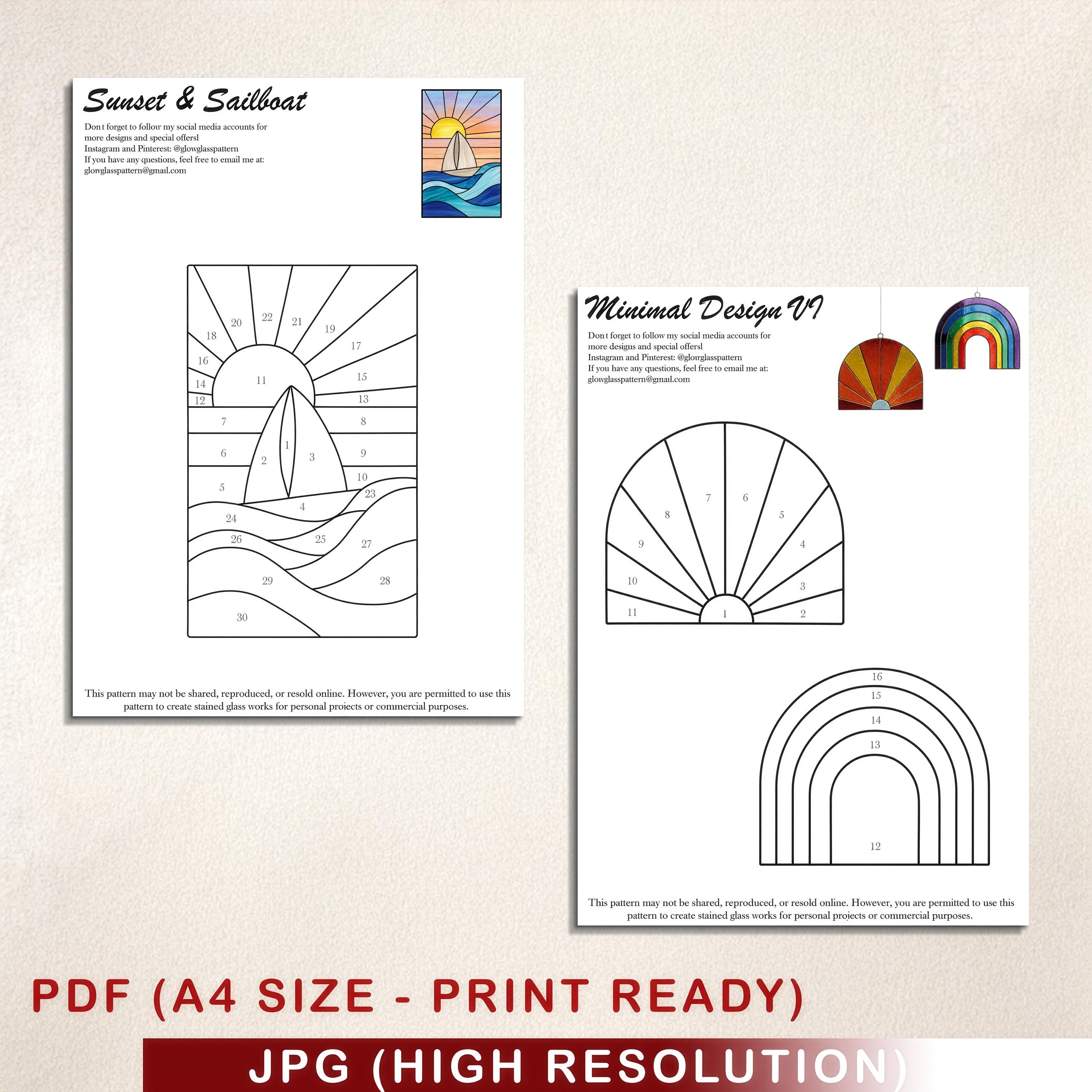 50+ Stained Glass Suncatcher Patterns Bundle - Etsy