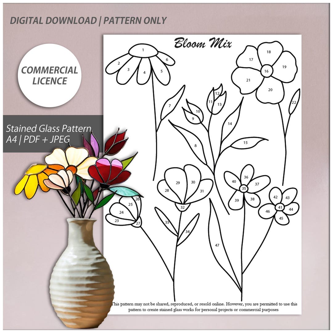 Set of 5 Bloom Stained Glass Patterns – Digital Download - Etsy