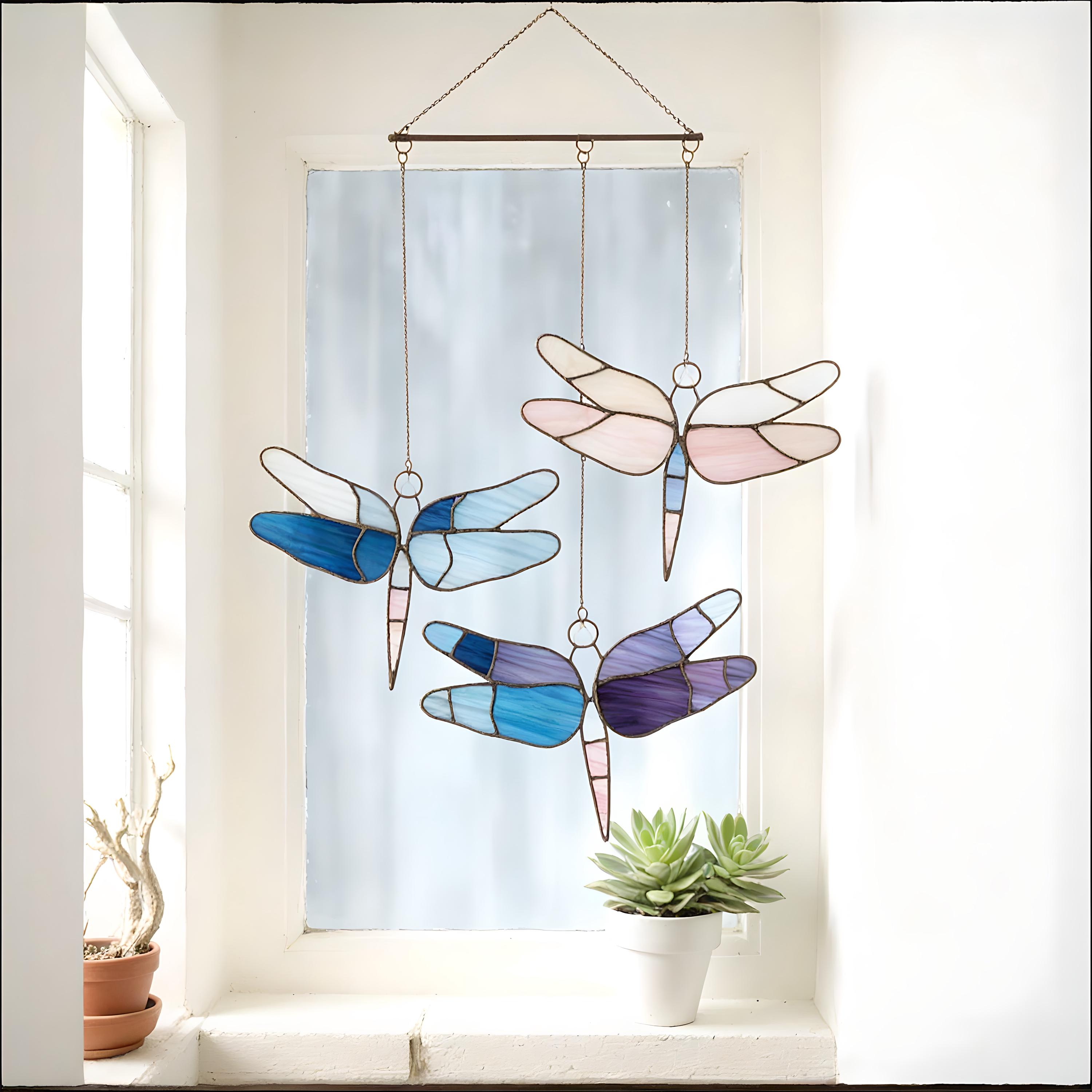 Three Dragonfly Stained Glass Patterns – Single Page PDF and JPG Format ...