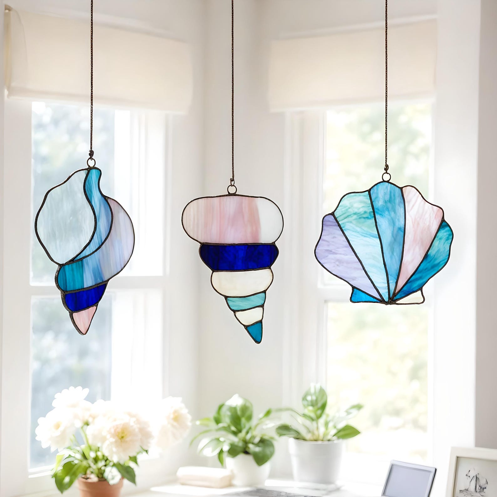 Set of 3 Seashell Stained Glass Patterns – Unique Designs – Digital ...