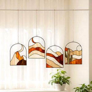 Desert Landscape Stained Glass Patterns – Set of 4 Designs – Digital ...