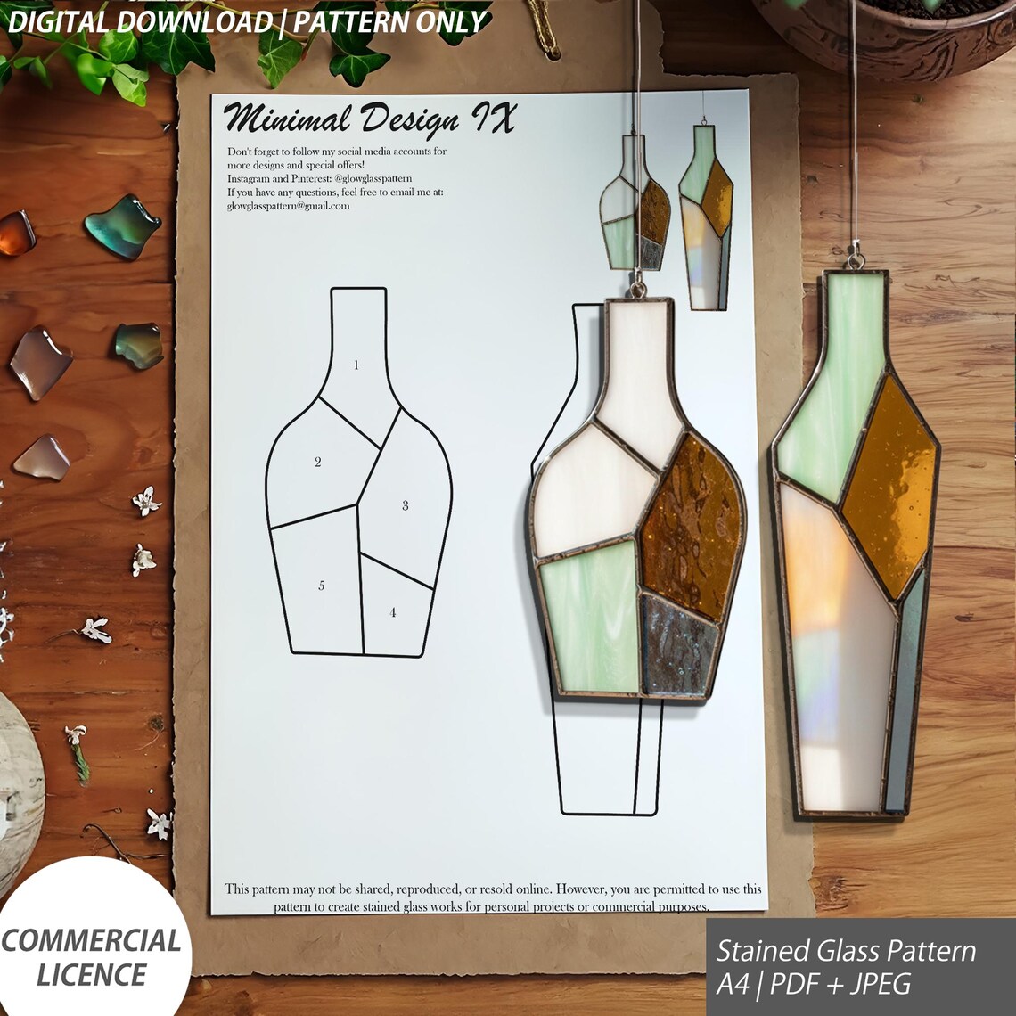 Minimal Stained Glass Pattern Pack | 10+ Designs | A4 Size | Digital ...