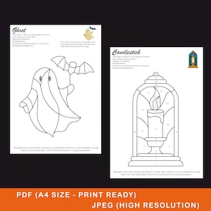 30+ Halloween Stained Glass Patterns: Ghost, Witch, Pumpkin (digital ...