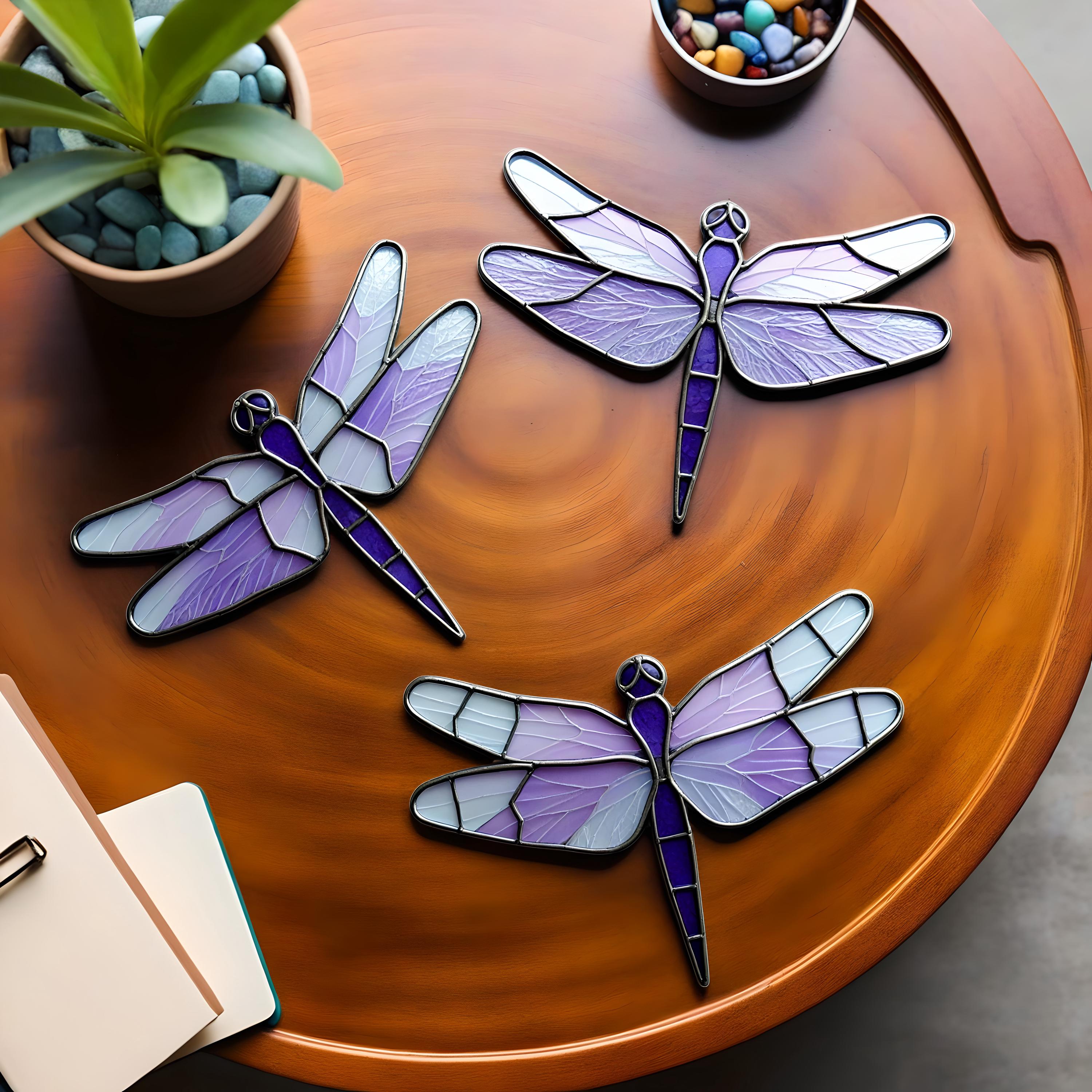 Three Dragonfly Stained Glass Patterns – Single Page PDF and JPG Format ...