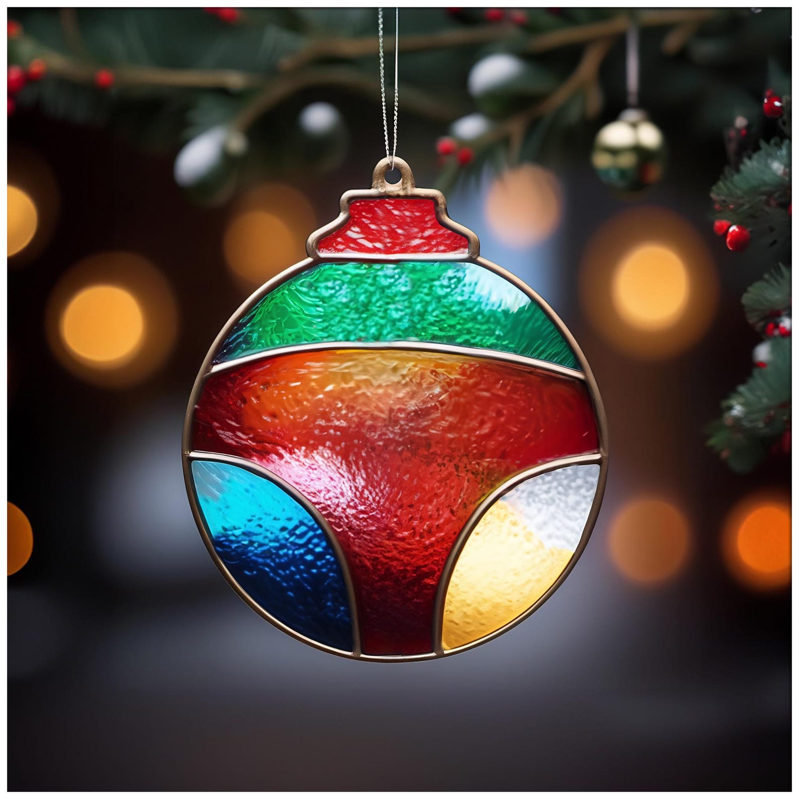 5 Christmas Tree Ornament Stained Glass Patterns – 3x3 Inches – Digital ...