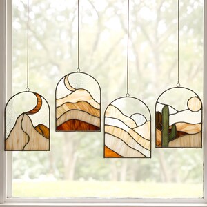 Desert Landscape Stained Glass Patterns – Set of 4 Designs – Digital ...
