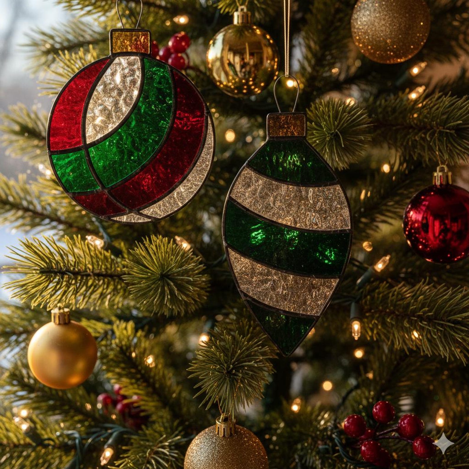 Tree Christmas Ornament Stained Glass Pattern | Holiday PDF Design ...