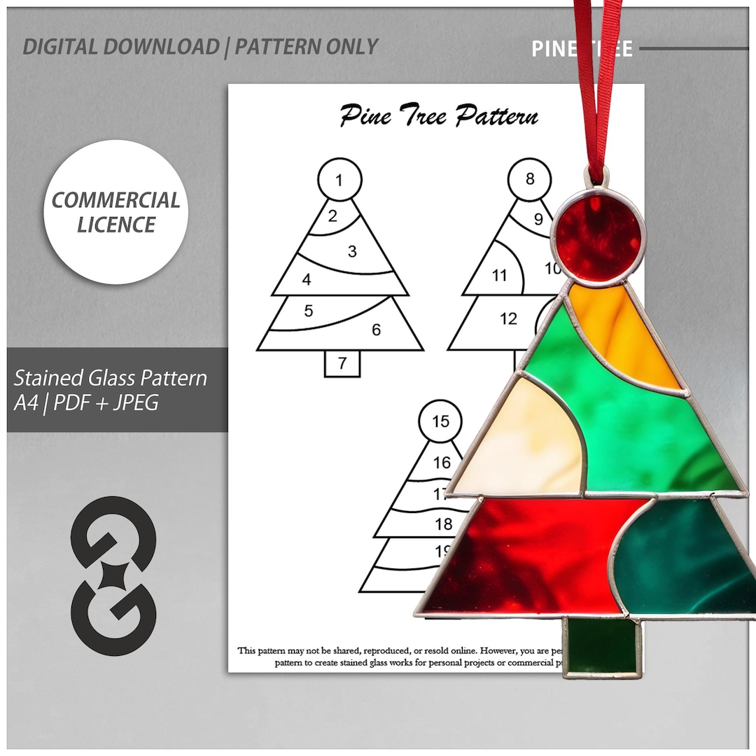 Christmas Tree Stained Glass Patterns – 3 Unique Designs – Digital ...