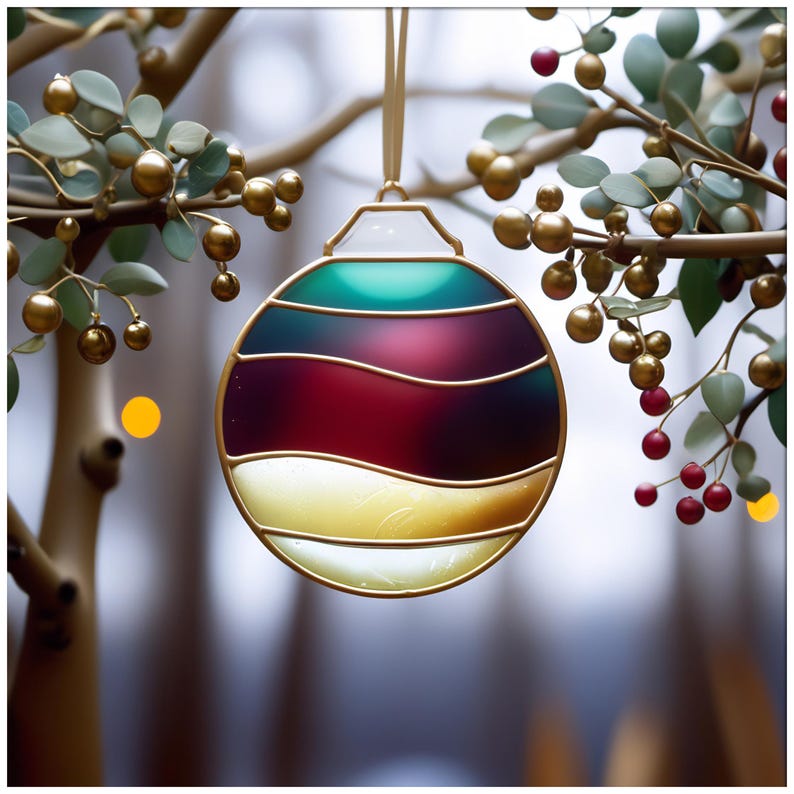 5 Christmas Tree Ornament Stained Glass Patterns – 3x3 Inches – Digital ...