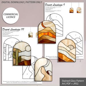 Desert Landscape Stained Glass Patterns – Set of 4 Designs – Digital ...