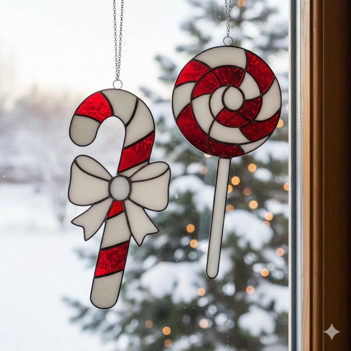 Christmas Candy Stained Glass Pattern | Festive Candy PDF Design | DIY ...