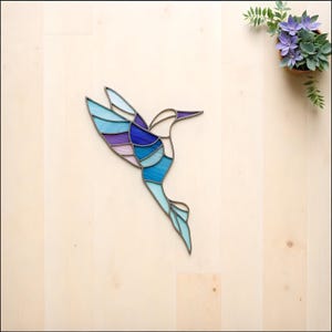 Hummingbird Stained Glass Pattern – 7.5x4.5 Inch Design – Digital ...