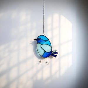 Chirpy Blue Bird Stained Glass Pattern – 4x5 Inch Design – Digital ...