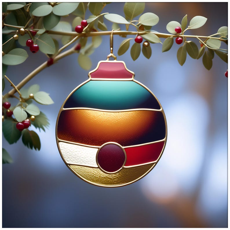 5 Christmas Tree Ornament Stained Glass Patterns – 3x3 Inches – Digital ...