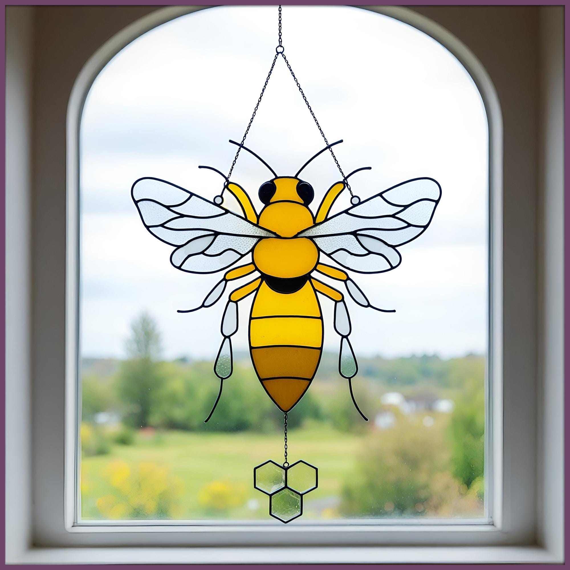 Bee and Honeycomb Stained Glass Pattern (digital Download) - Etsy