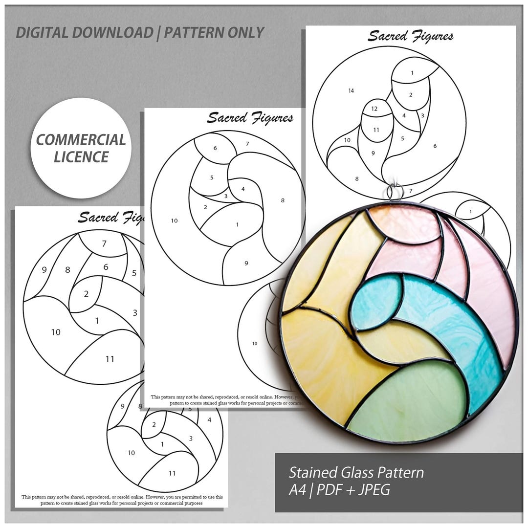 Set of 3 Sacred Figure Stained Glass Patterns – Two Sizes (6 Inch & 4.5 ...